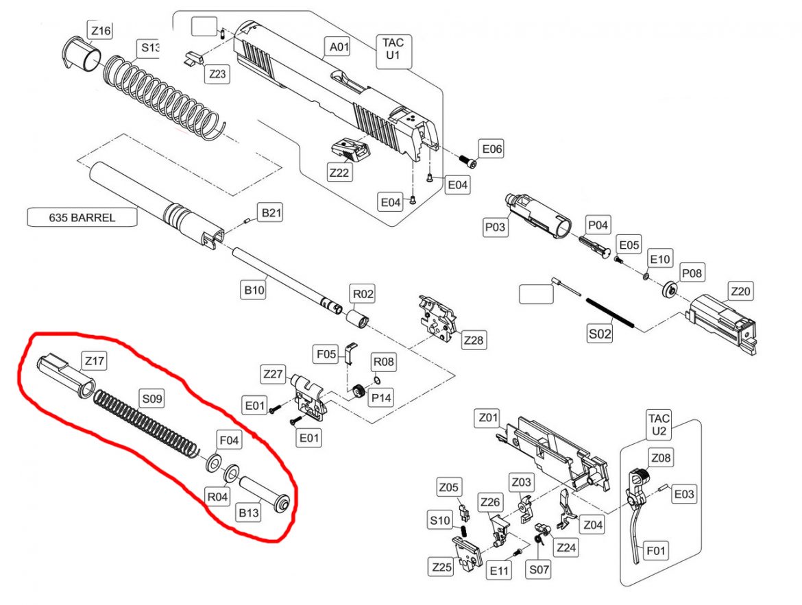 KWC 1911 GBB Recoil Guide/ Spring & Lower Bushing - Gear Of War